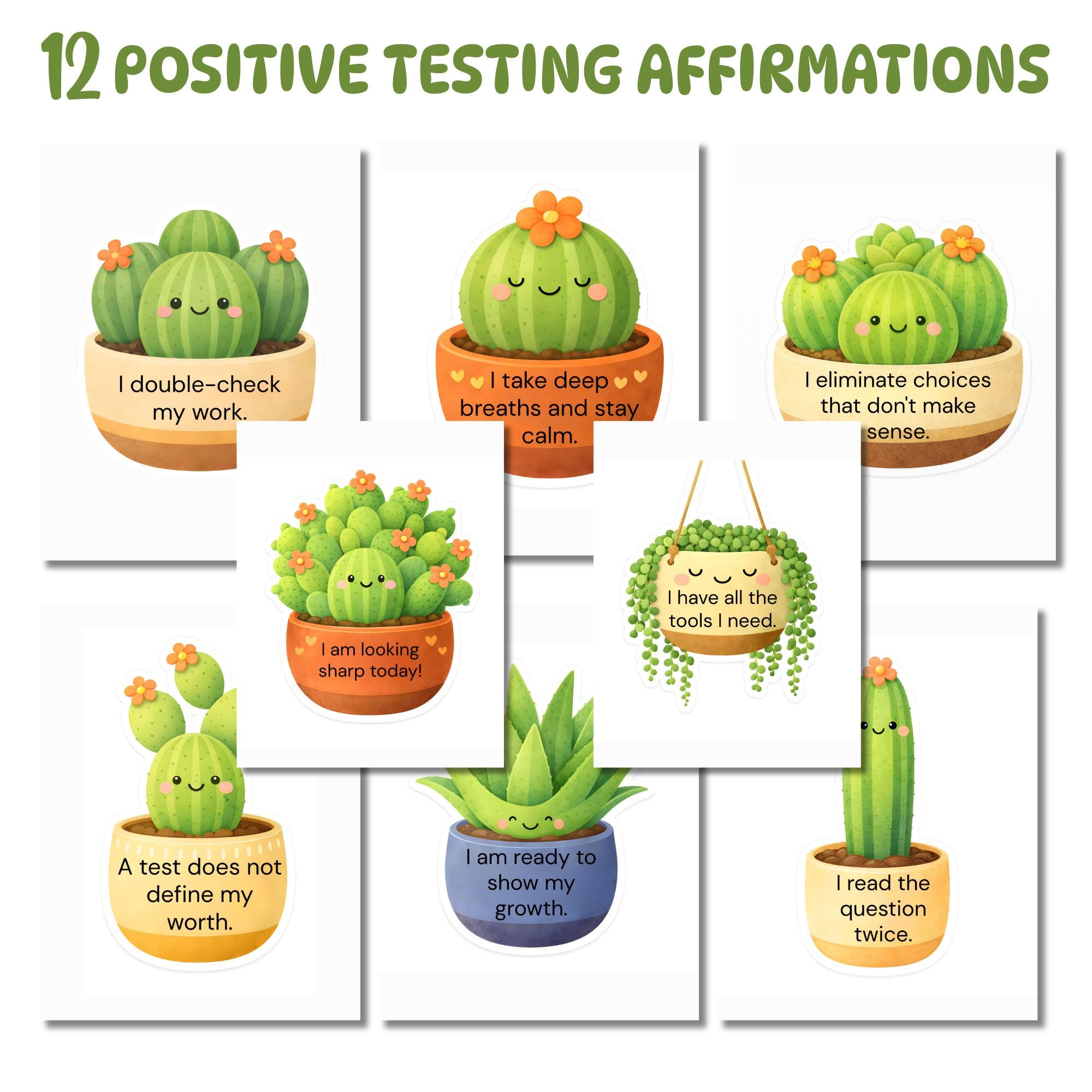 Testing Bulletin Board Kit, Cactus Classroom Decor, Growth Mindset ...