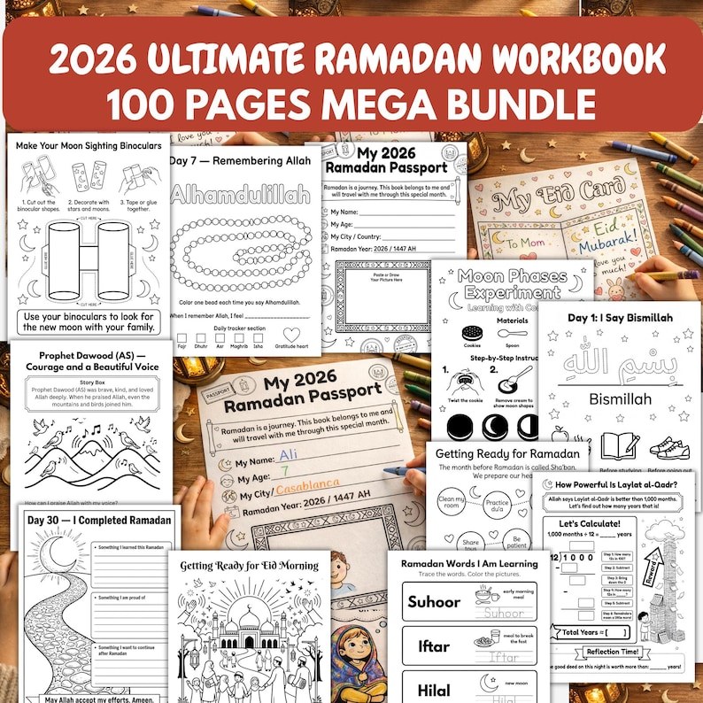2026 Ramadan Activity Workbook, Printable Islamic Worksheet for Kids ...