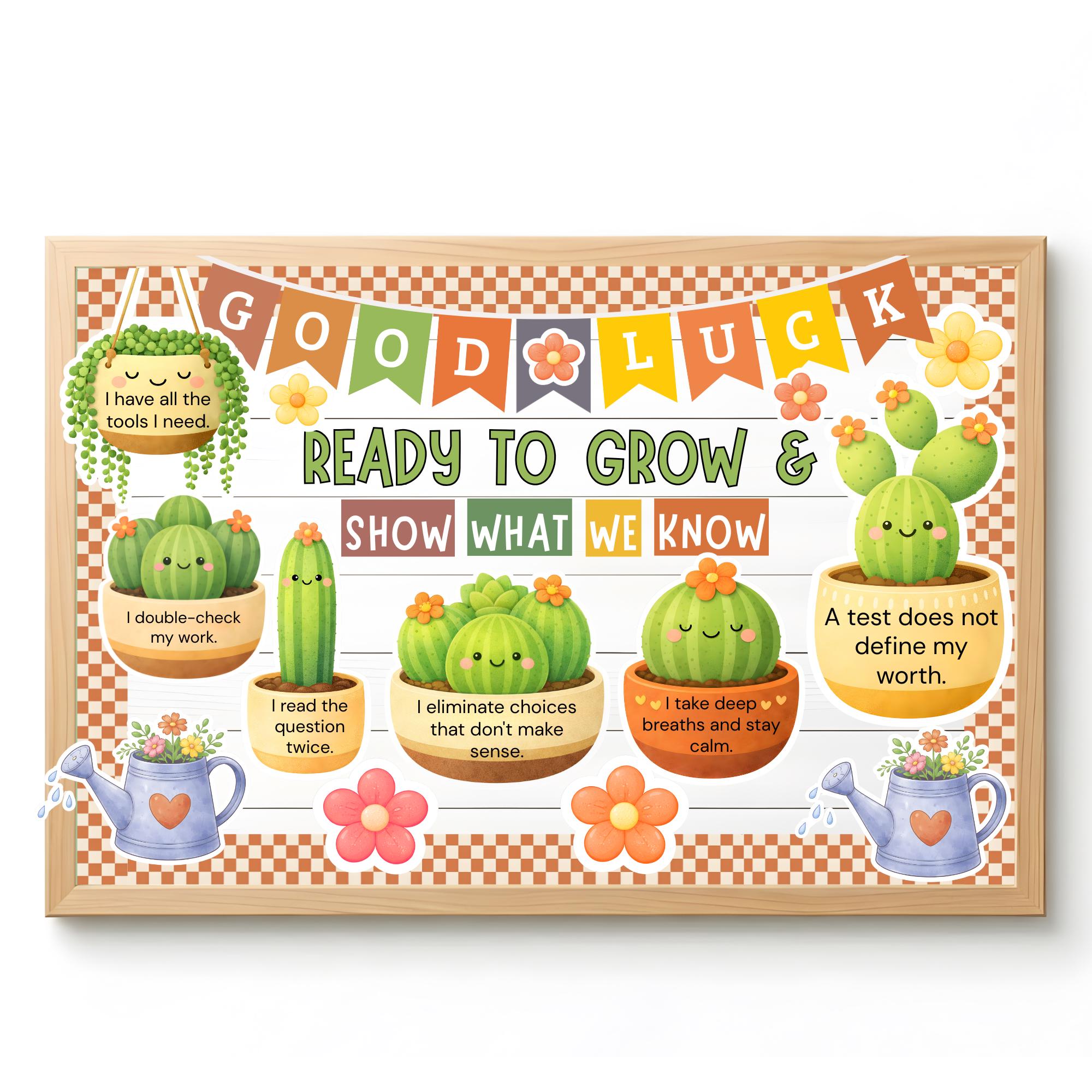 Testing Bulletin Board Kit, Cactus Classroom Decor, Growth Mindset ...