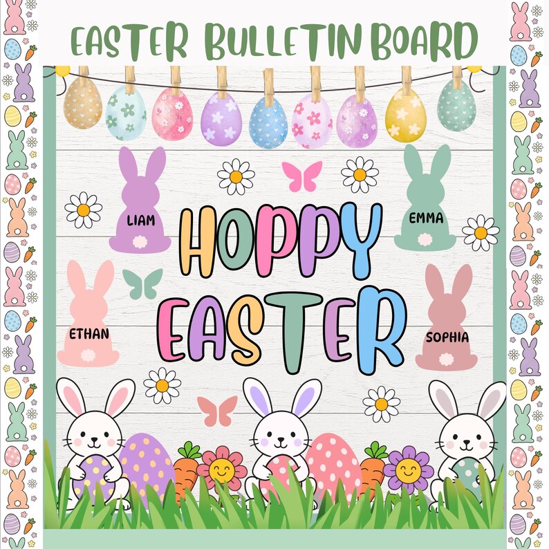Easter Bulletin Board Kit | Printable March April Classroom Decor ...