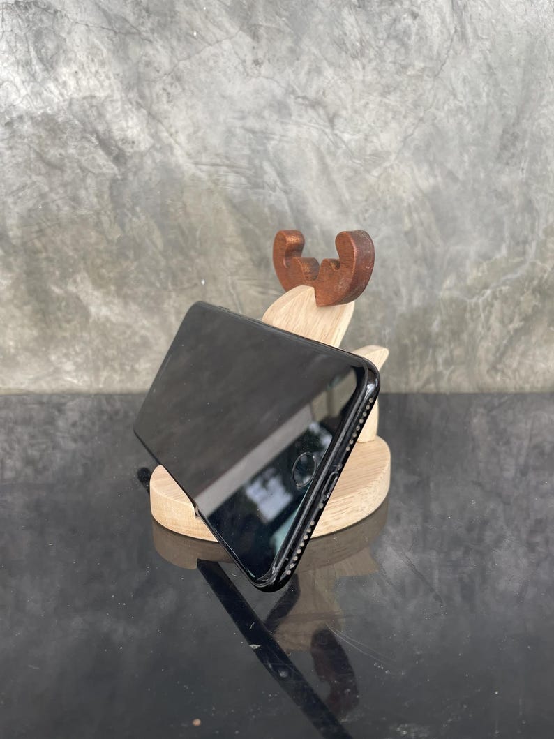 Handmade Wood Animal Phone Stand: Animal Desk Decor. - Etsy