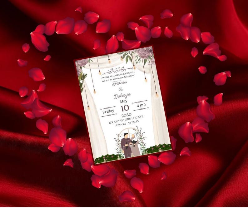 Editable Islamic Wedding Invitation Template - Etsy