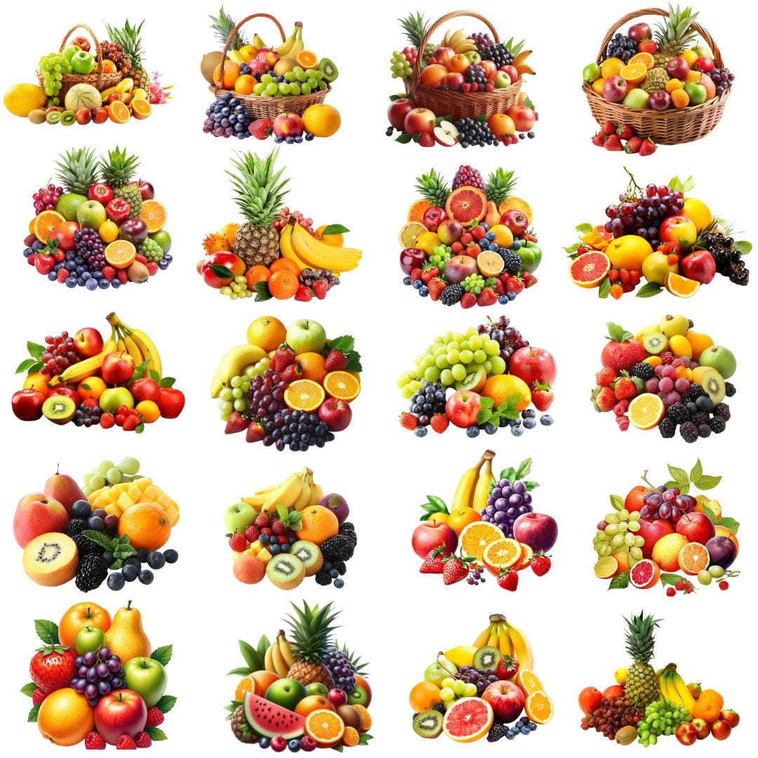 Cute Fruit Clipart, Fruity Kawaii PNG, Kawaii Fruit Characters ...