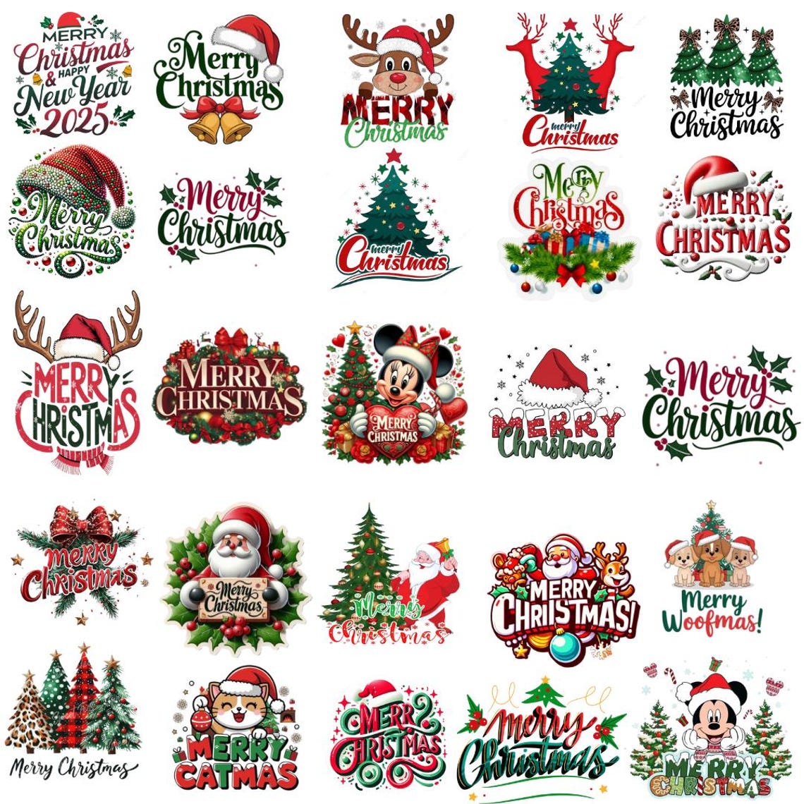 Merry Christmas PNG Bundle: Holiday Graphics (digital Download) - Etsy
