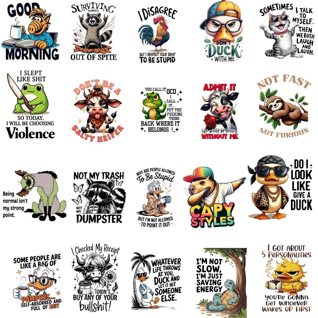 Sarcastic Animal PNG Bundle, Funny Quote Designs (digital Download) - Etsy