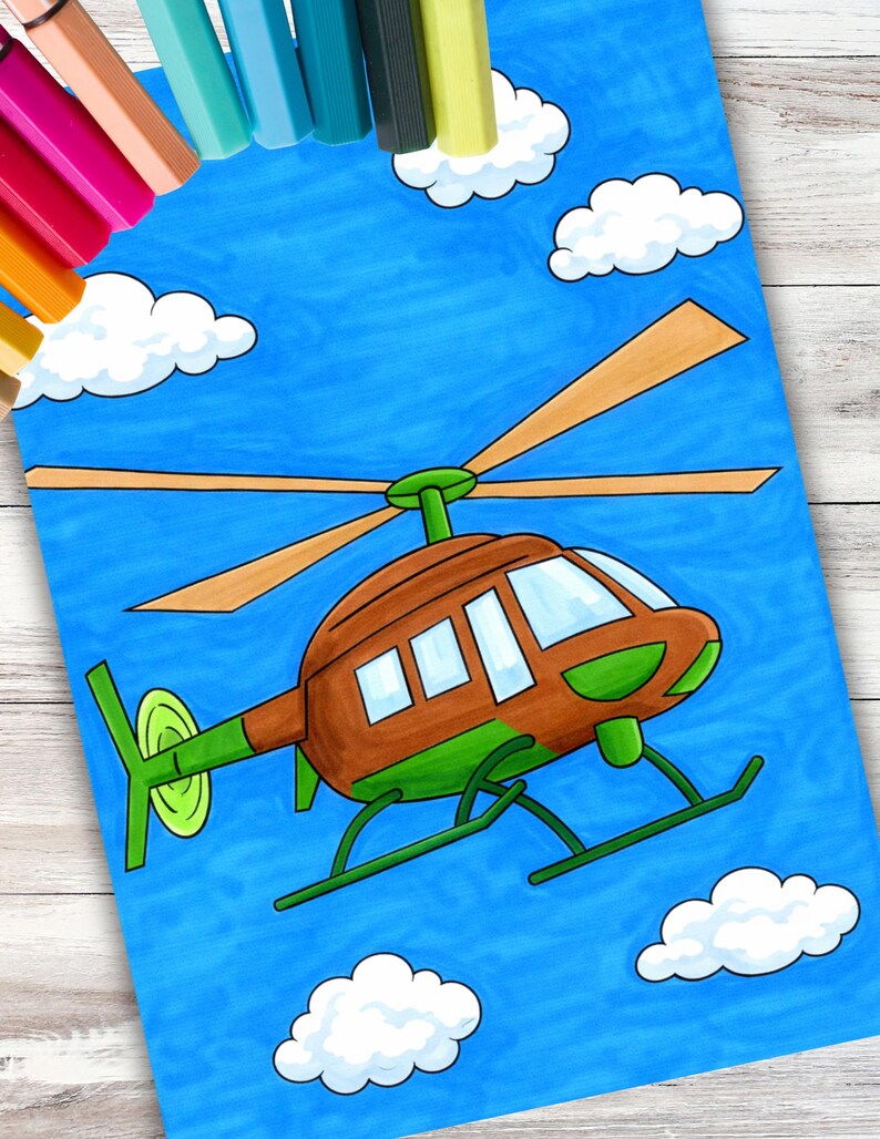Helicopter Coloring Page Instant Digital Download PDF Printable ...