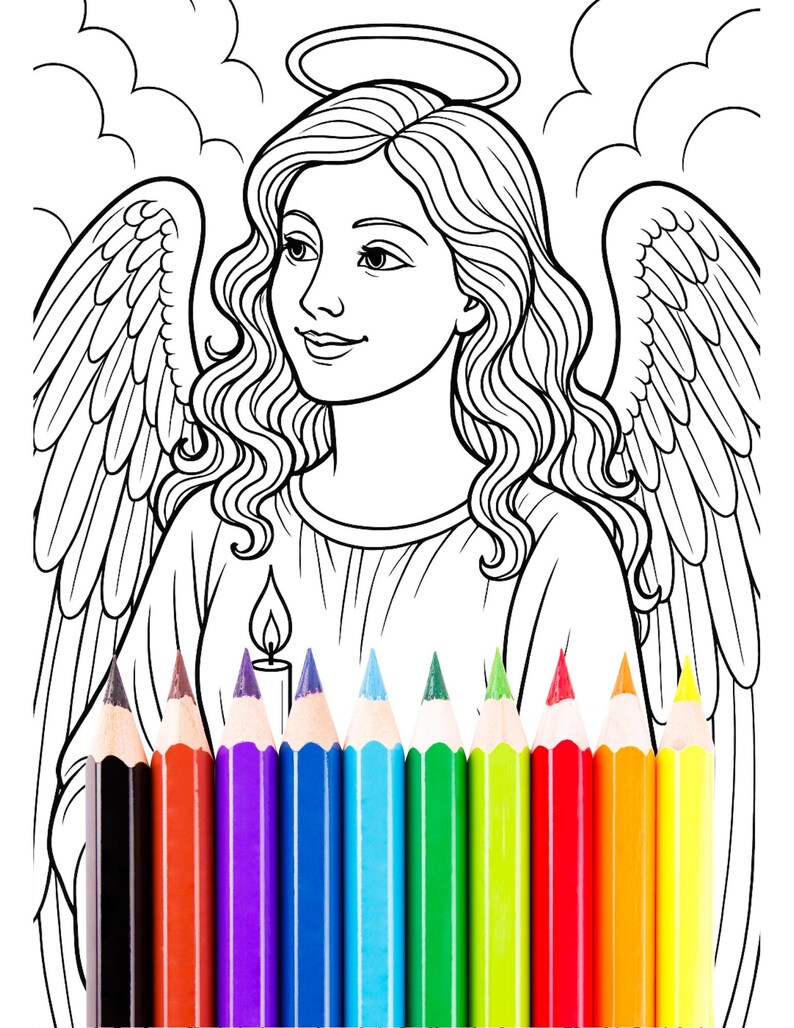 Angel Coloring Pages 24 Pack Bundle Instant Digital Download Printable ...
