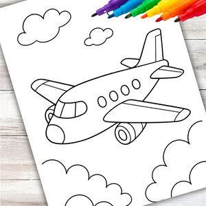 Airplane Coloring Page Instant Digital Download PDF Printable Bold and ...
