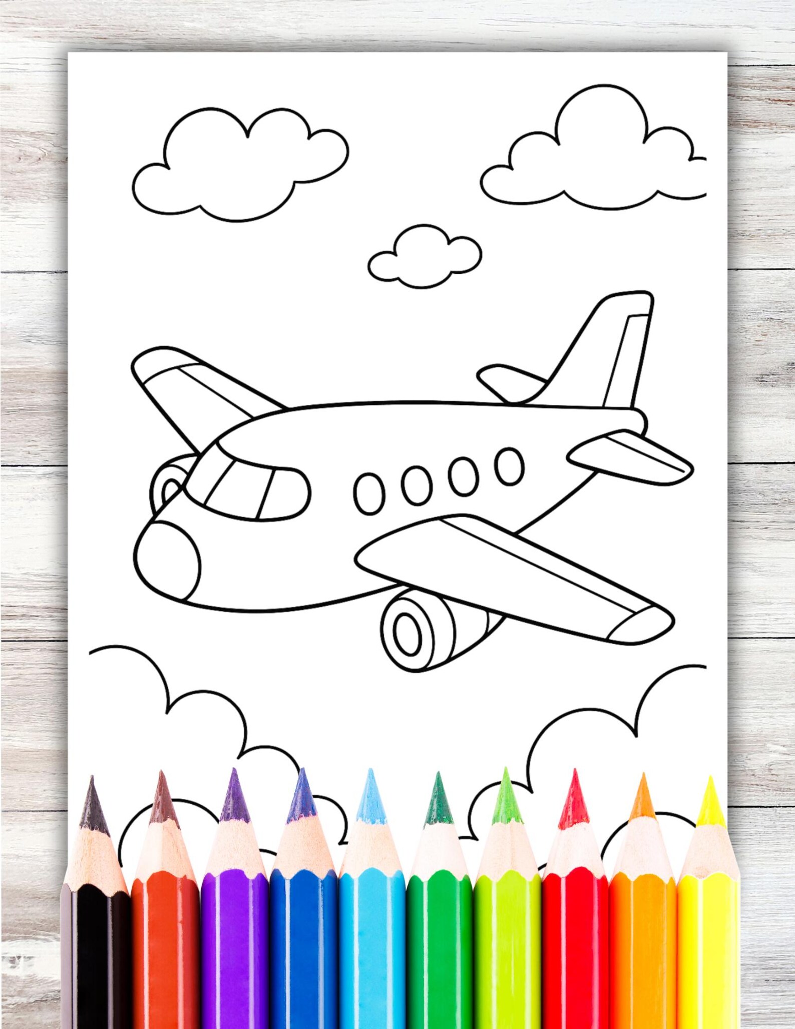 Airplane Coloring Page Instant Digital Download PDF Printable Bold and ...