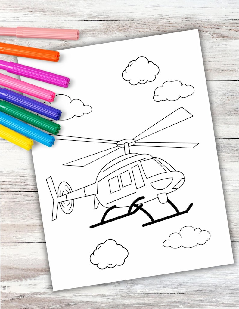 Helicopter Coloring Page Instant Digital Download PDF Printable ...