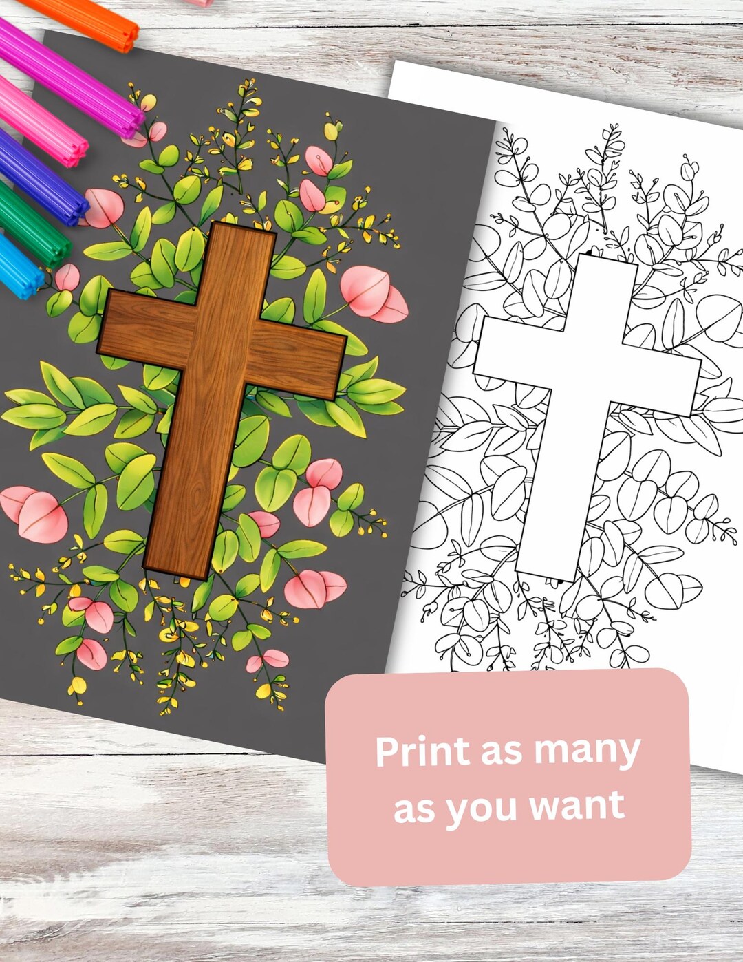 Cross Coloring Page Instant Digital Download PDF Printable Christian - Etsy