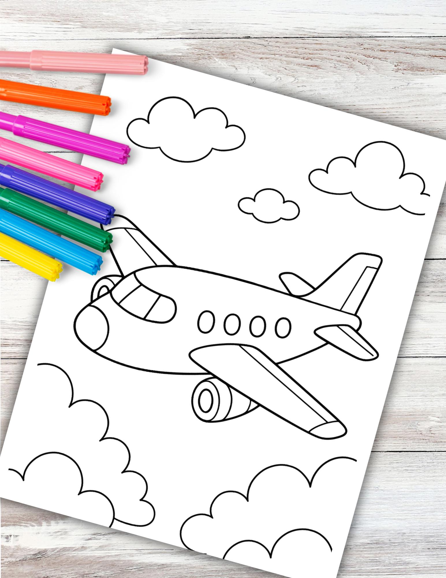 Airplane Coloring Page Instant Digital Download PDF Printable Bold and ...
