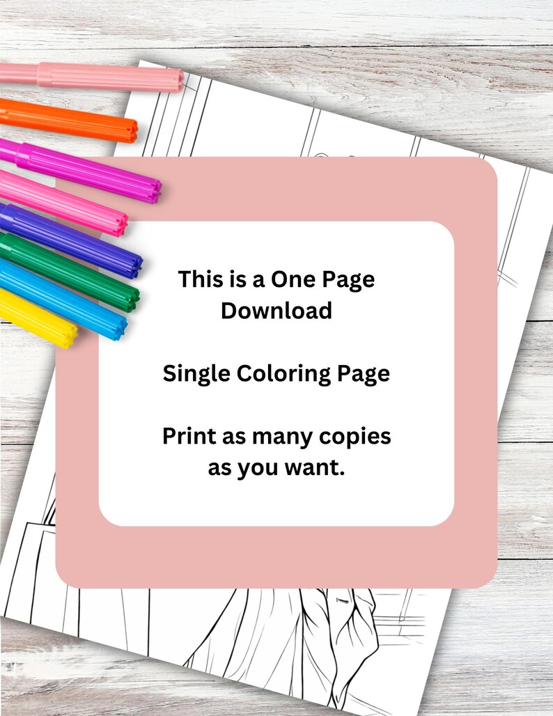 Pretty Lady Coloring Page Instant Download PDF Woman Fashion Beautiful ...