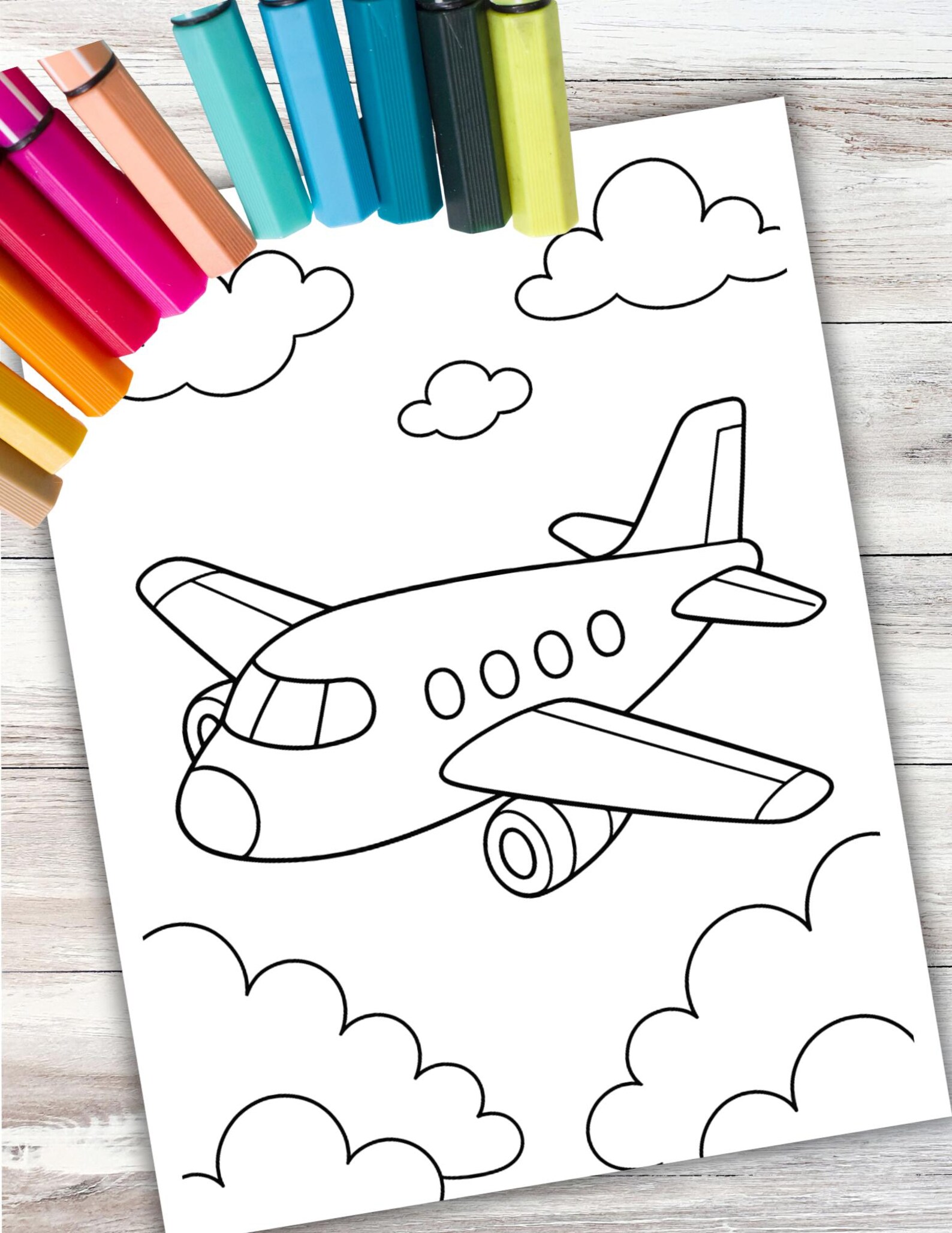 Airplane Coloring Page Instant Digital Download PDF Printable Bold and ...