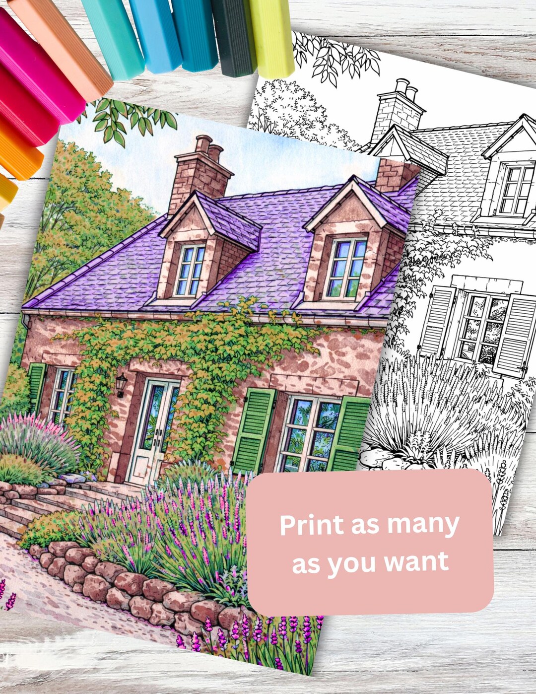 House Coloring Page Instant Digital Download PDF Printable Adult ...
