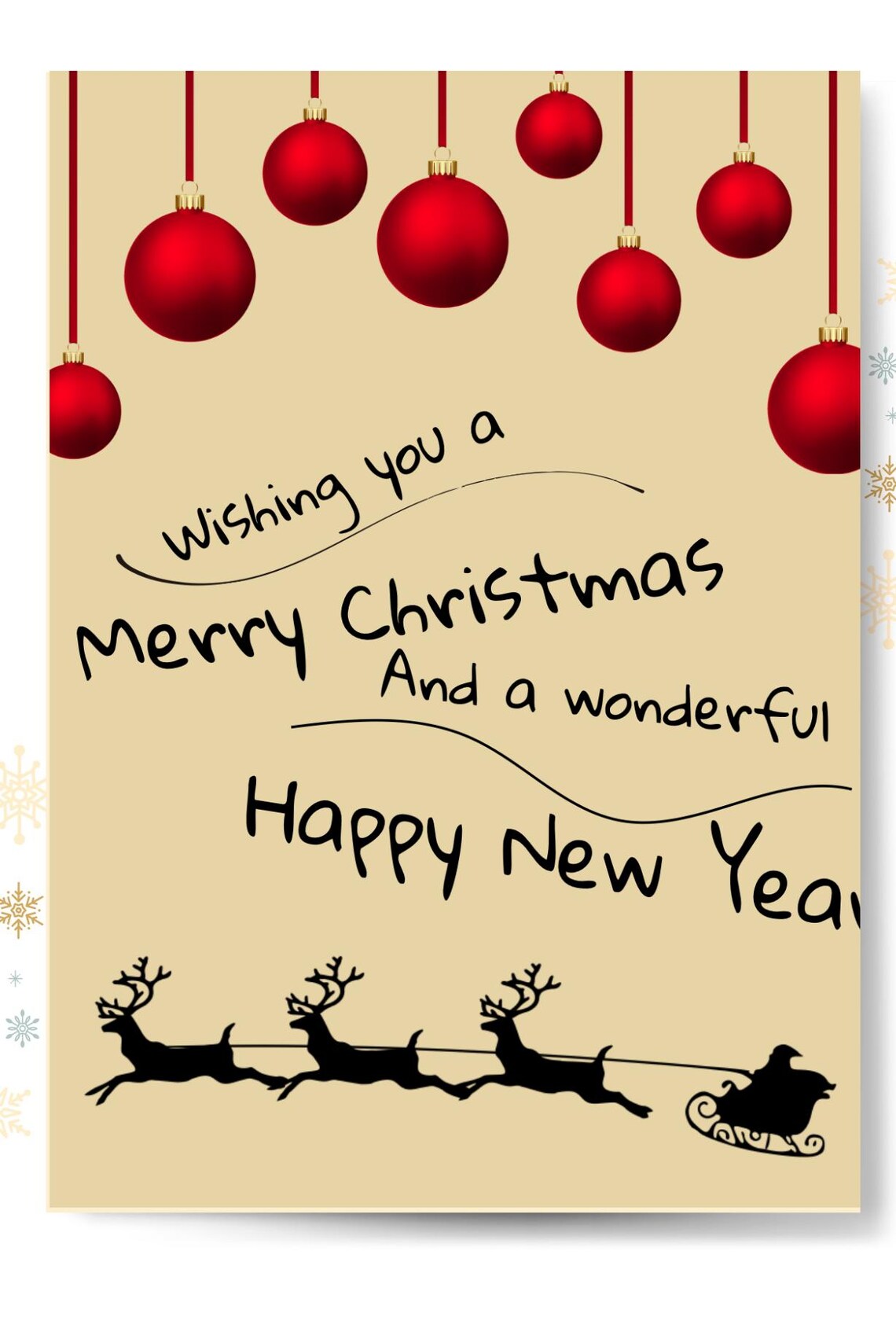 Digital Christmas Card | Red Ornaments Holiday Card | Instant Download ...