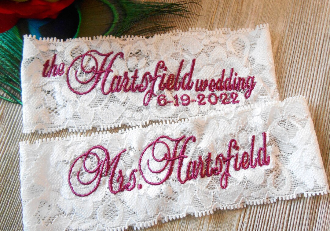 Wedding Garter Ivory and White Lace Mrs. and Toss Bridal Garter Stretch ...