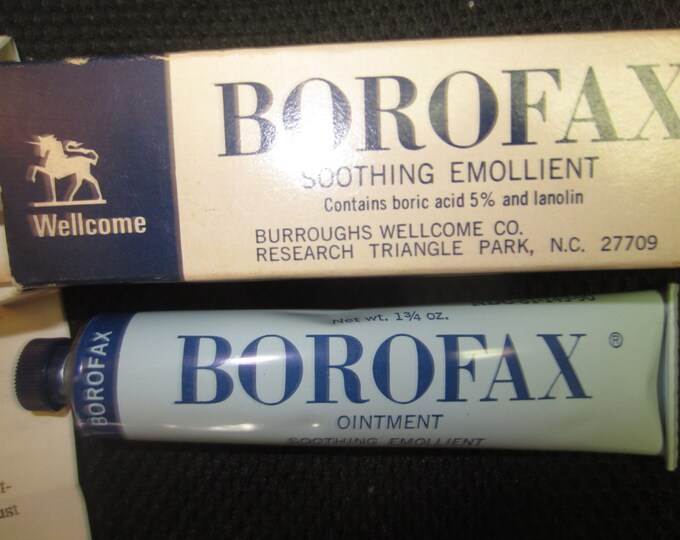 Vintage Borofax Skin Ointment Boric Acid Lanolin Box & Tube Burroughs ...
