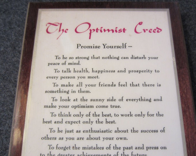 The Optimist Creed Motto Wooden Hanging or Stand up Plaque From the ...