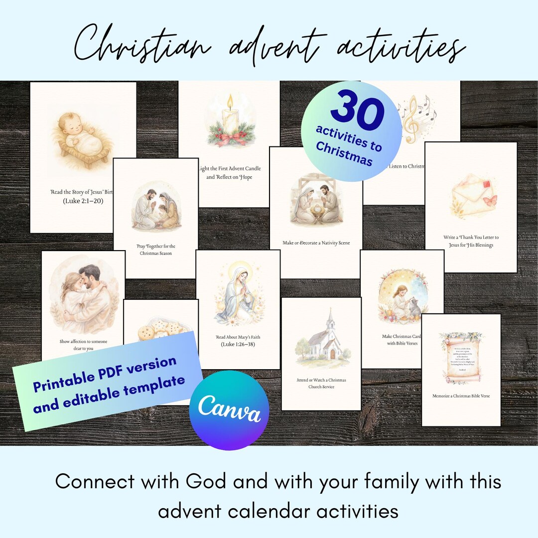 Christian Advent Calendar Cards: Faith-based Christmas Activities ...