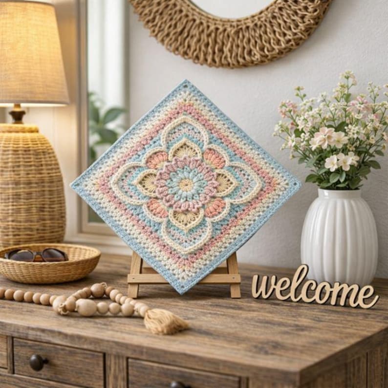 Crochet Granny Square Pattern PDF | Jewel-style Mandala Square | Modern ...