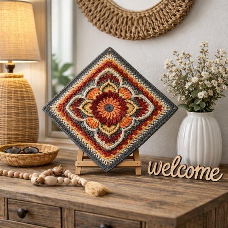 Crochet Granny Square Pattern PDF | Jewel-style Mandala Square | Modern ...