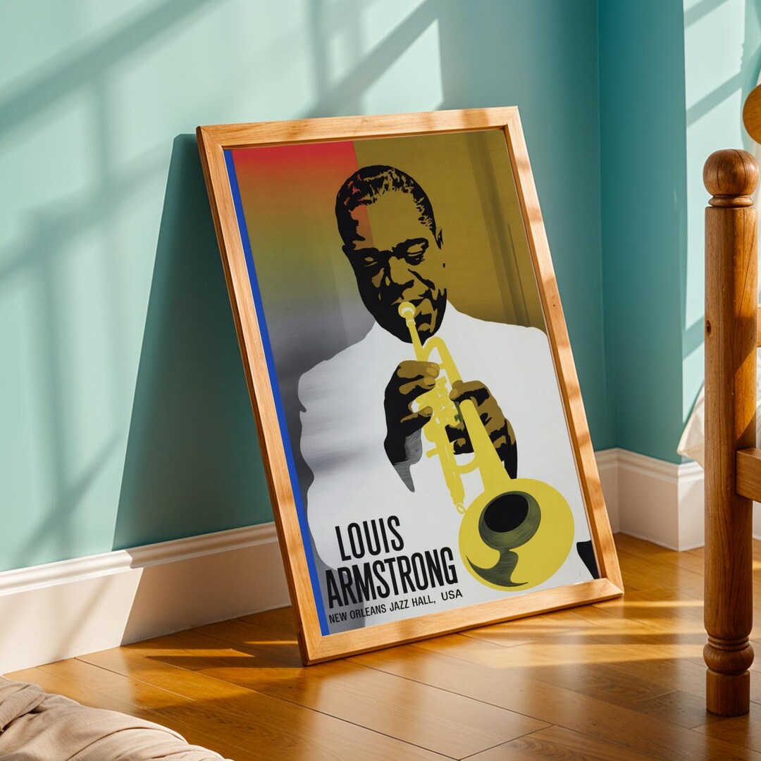 Louis Armstrong Poster – Retro Jazz Art, Trumpet Silhouette - Etsy