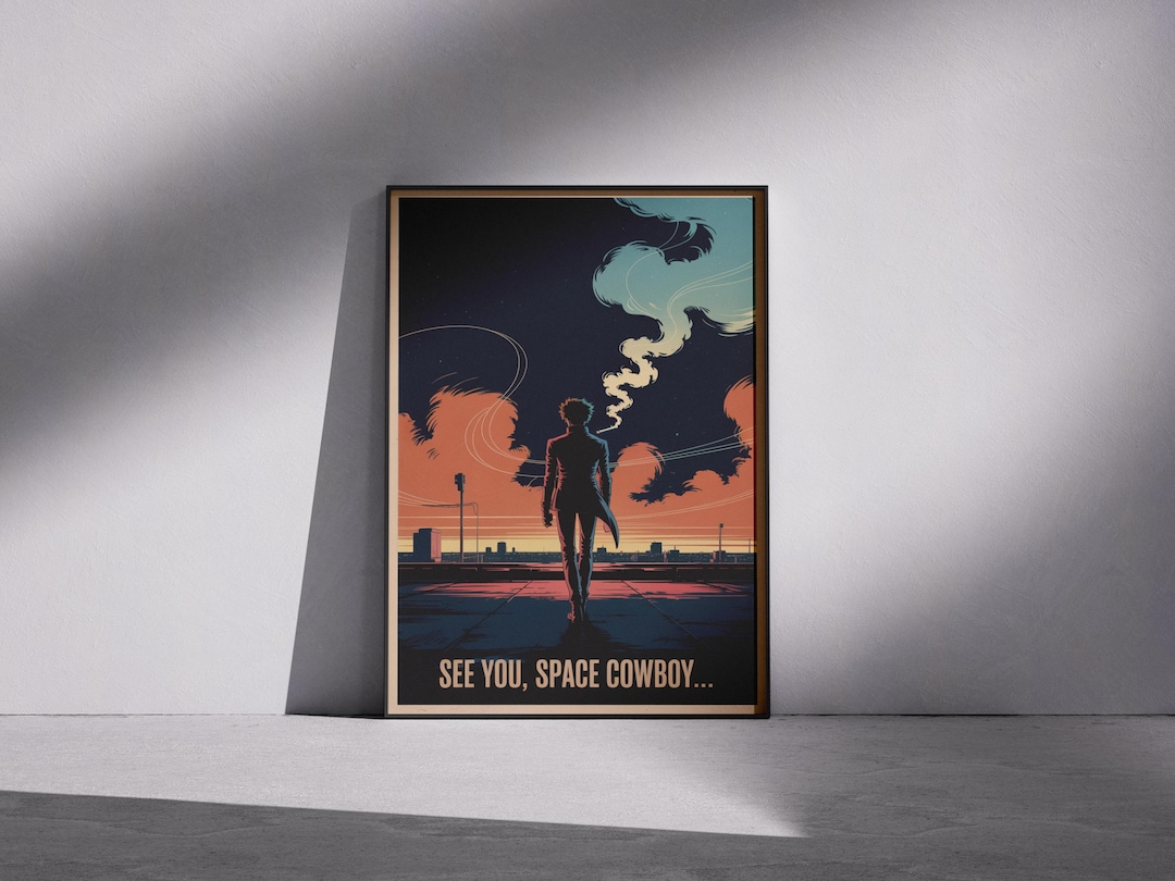 Cowboy Bebop Poster, Neo-noir Rooftop Silhouette, Space Western Art - Etsy