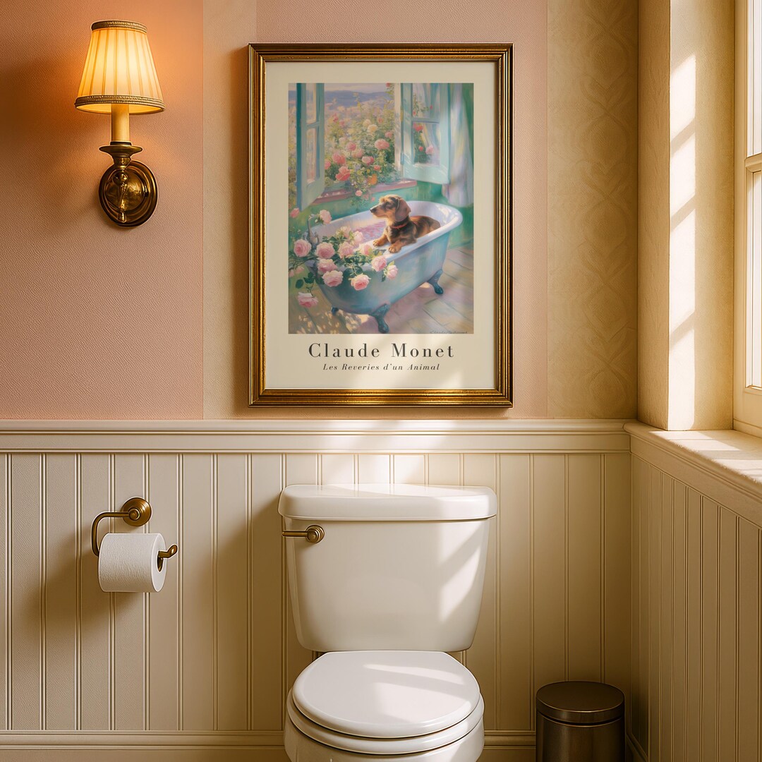 Monet Dog in Tub Poster – Impressionist Puppy Art Print - Etsy