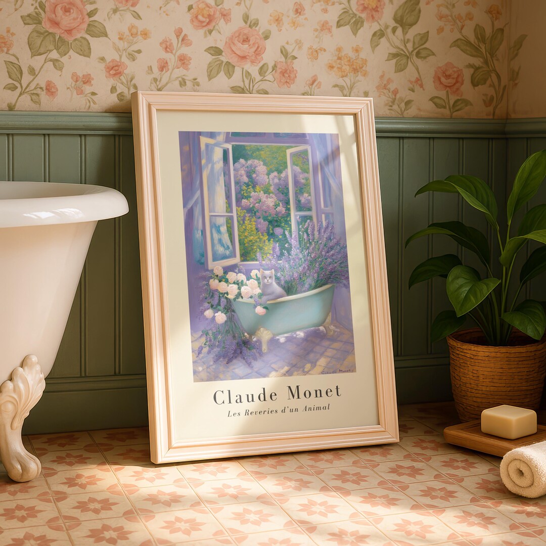 Monet Poster and Lavender Purple Monet-style Impressionist Floral Bath ...