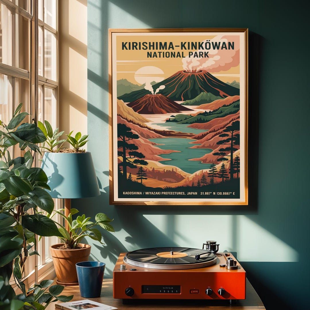 Kirishima-kinkowan National Park Poster | Vintage Wall Art Print ...