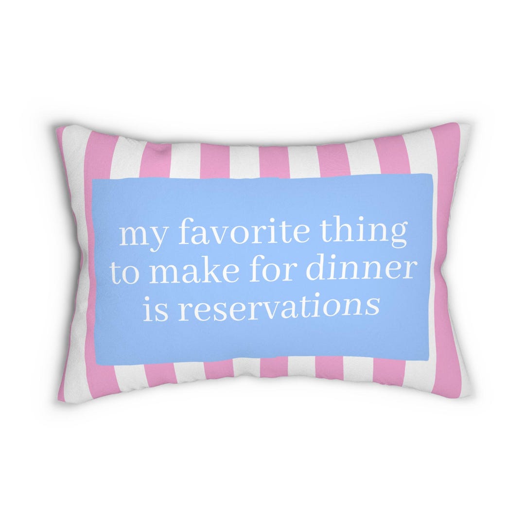 Reservations Lumbar Pillow, Preppy Pink Throw Pillow, Fun Hostess Gift ...