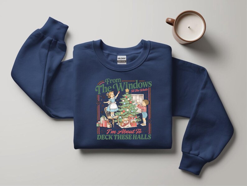 Retro Christmas Sweater, "deck These Halls" Holiday Sweatshirt - Etsy