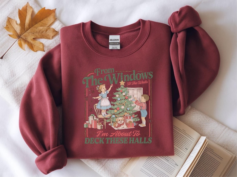 Retro Christmas Sweater, "deck These Halls" Holiday Sweatshirt - Etsy