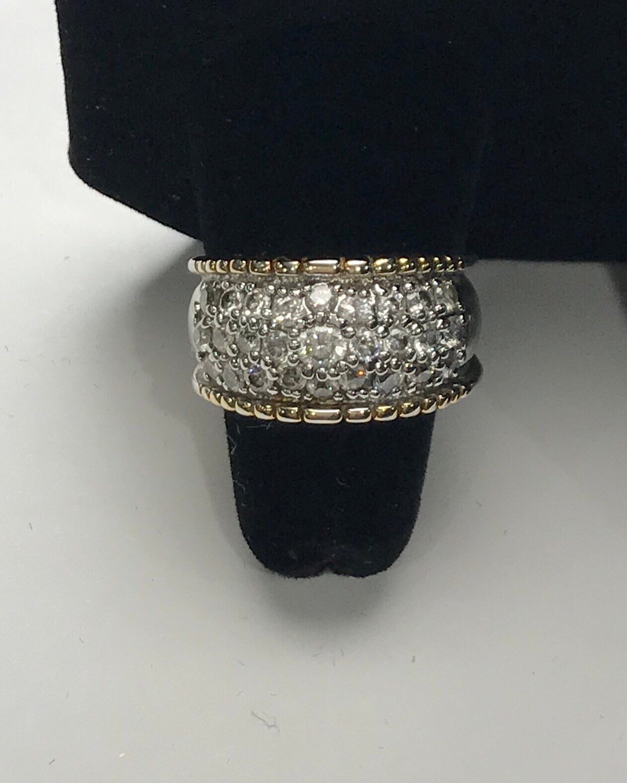 Vintage Silver and Gold Tone Ring with Rhinestones Size 7 Beautiful