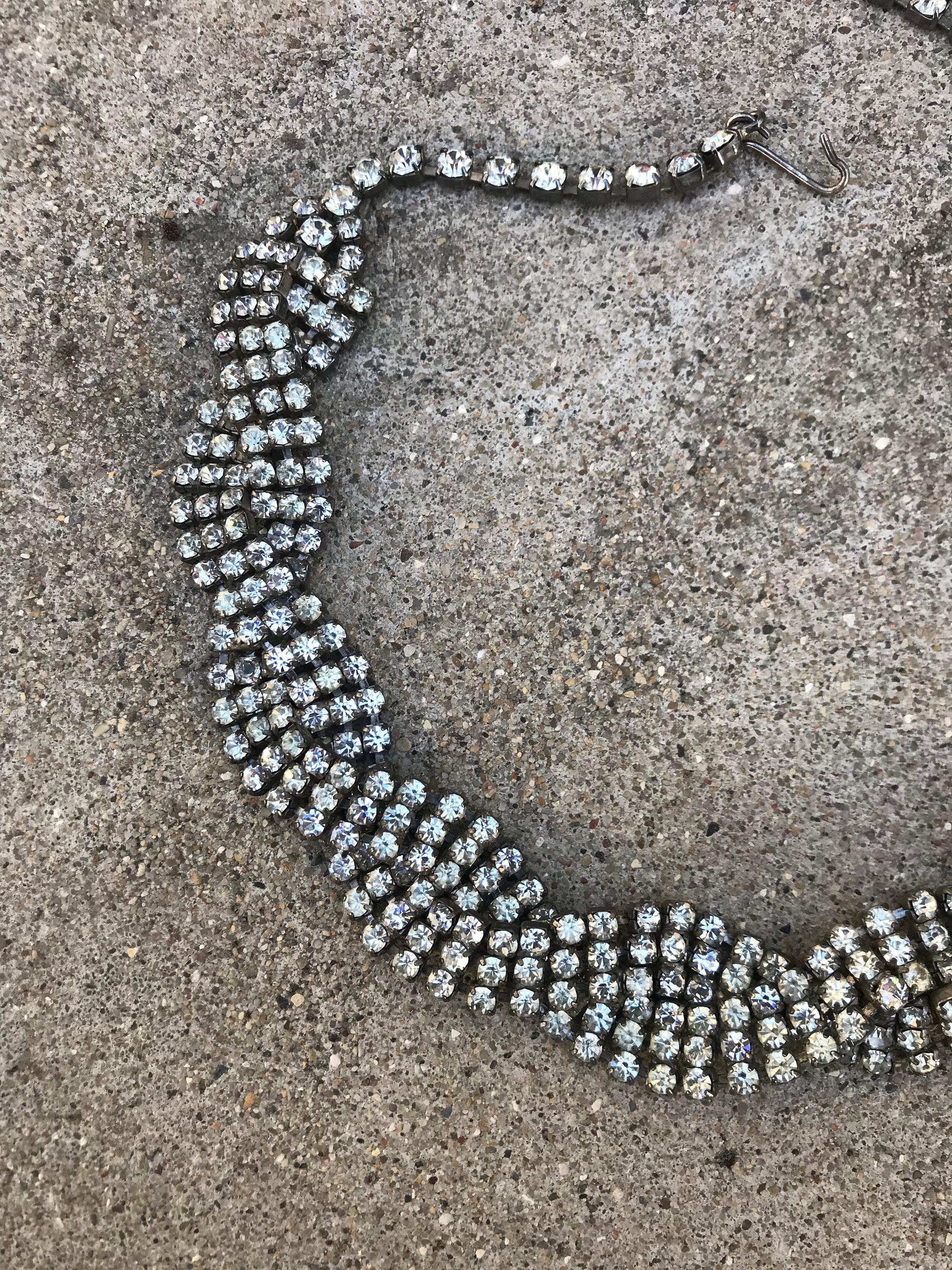 Vintage Rhinestone Necklace Wedding Jewelry Beautiful Clear Braided ...