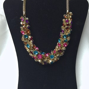 Vintage Multi Colored Rhinestone Necklace Dangling Rhinestones | Etsy