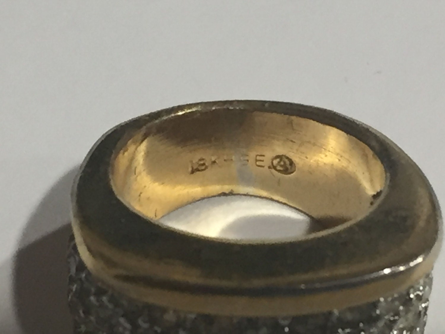 Vintage 18kt HGE Gold Ring Clear Rhinestones Size 4 3/4