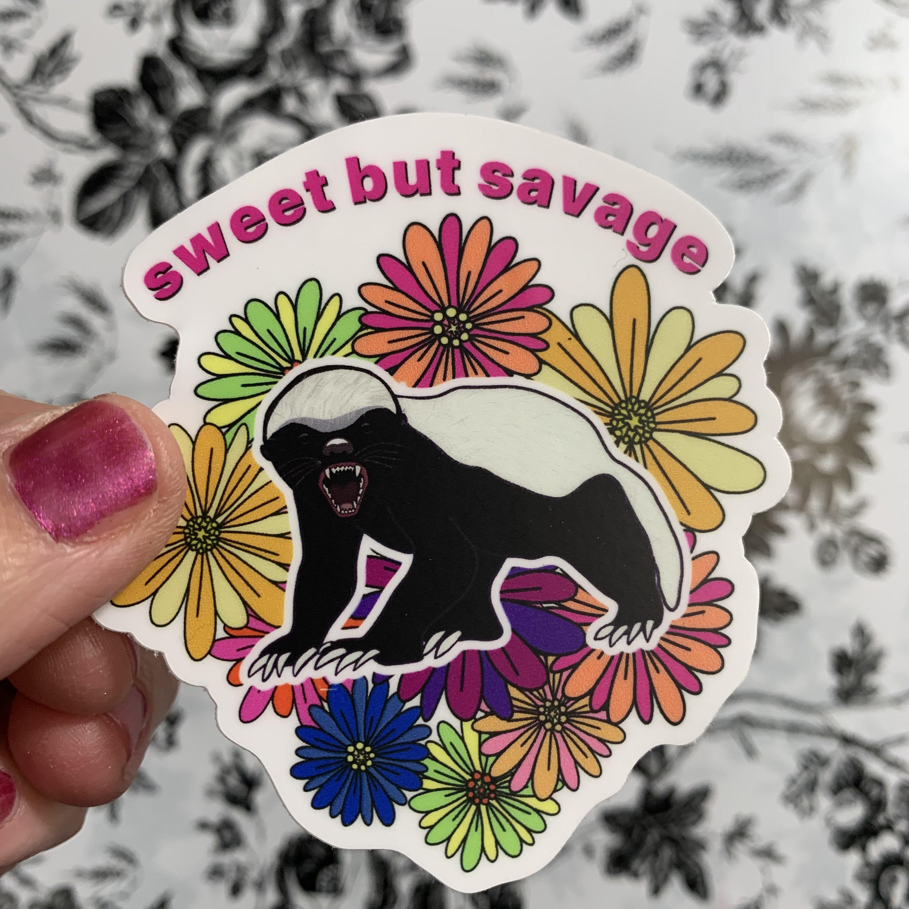 Sweet but Savage Redesigned Sticker- Honey Badger Don't Care Sticker ...