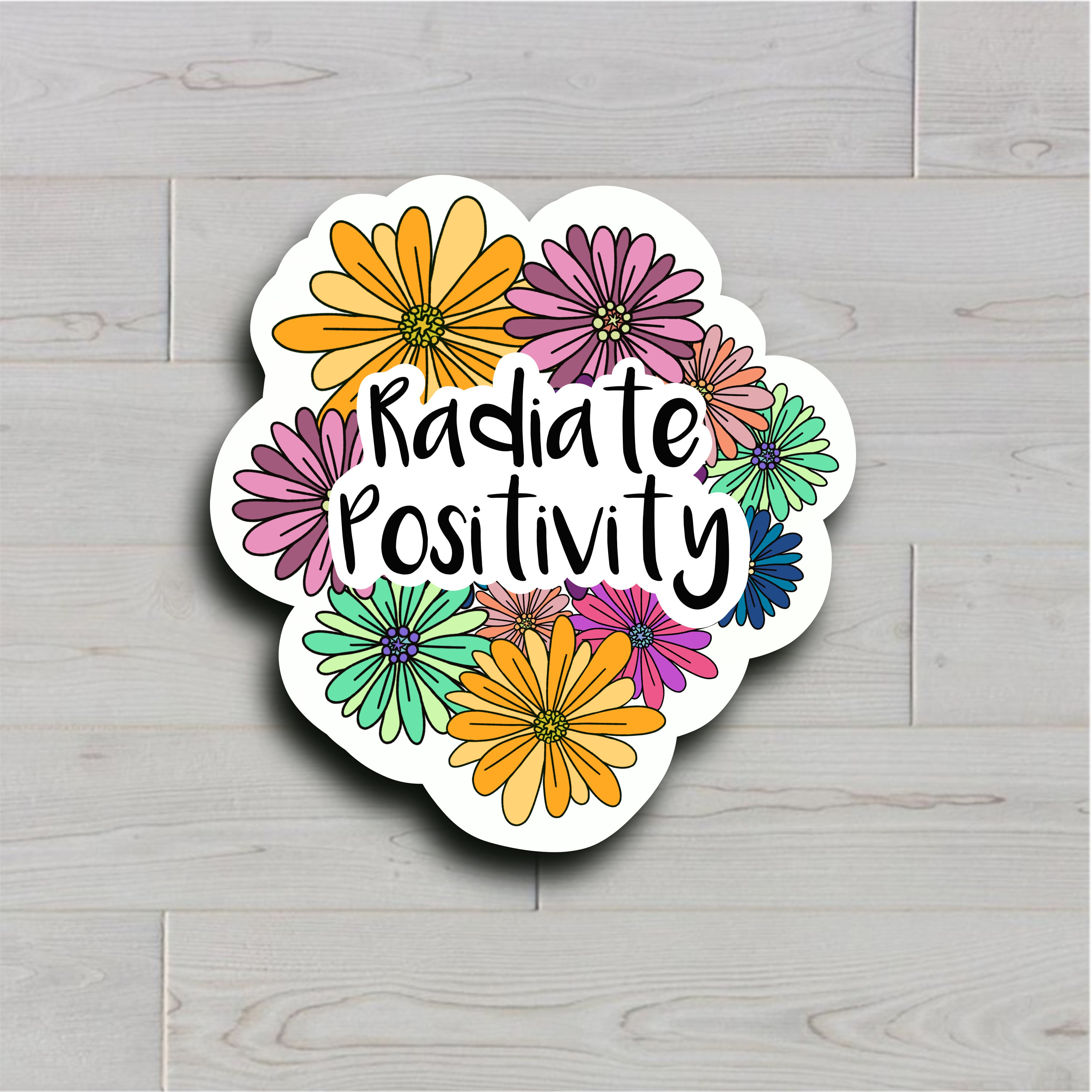 Radiate Positivity Flowers Vinyl Laptop Sticker Waterproof | Etsy