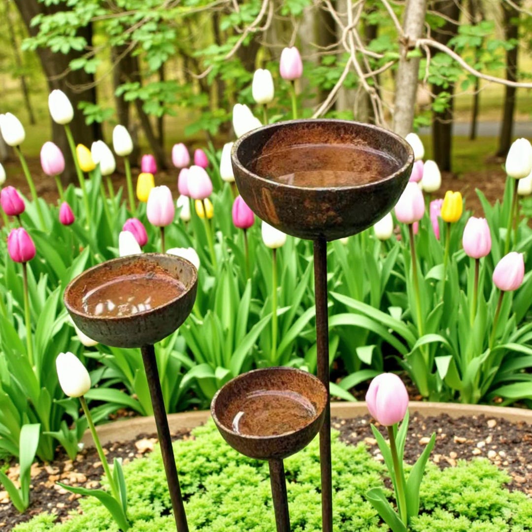 Rustic Metal Bee Rain Catcher Stakes: Farmhouse Garden Decor (set of 3 ...