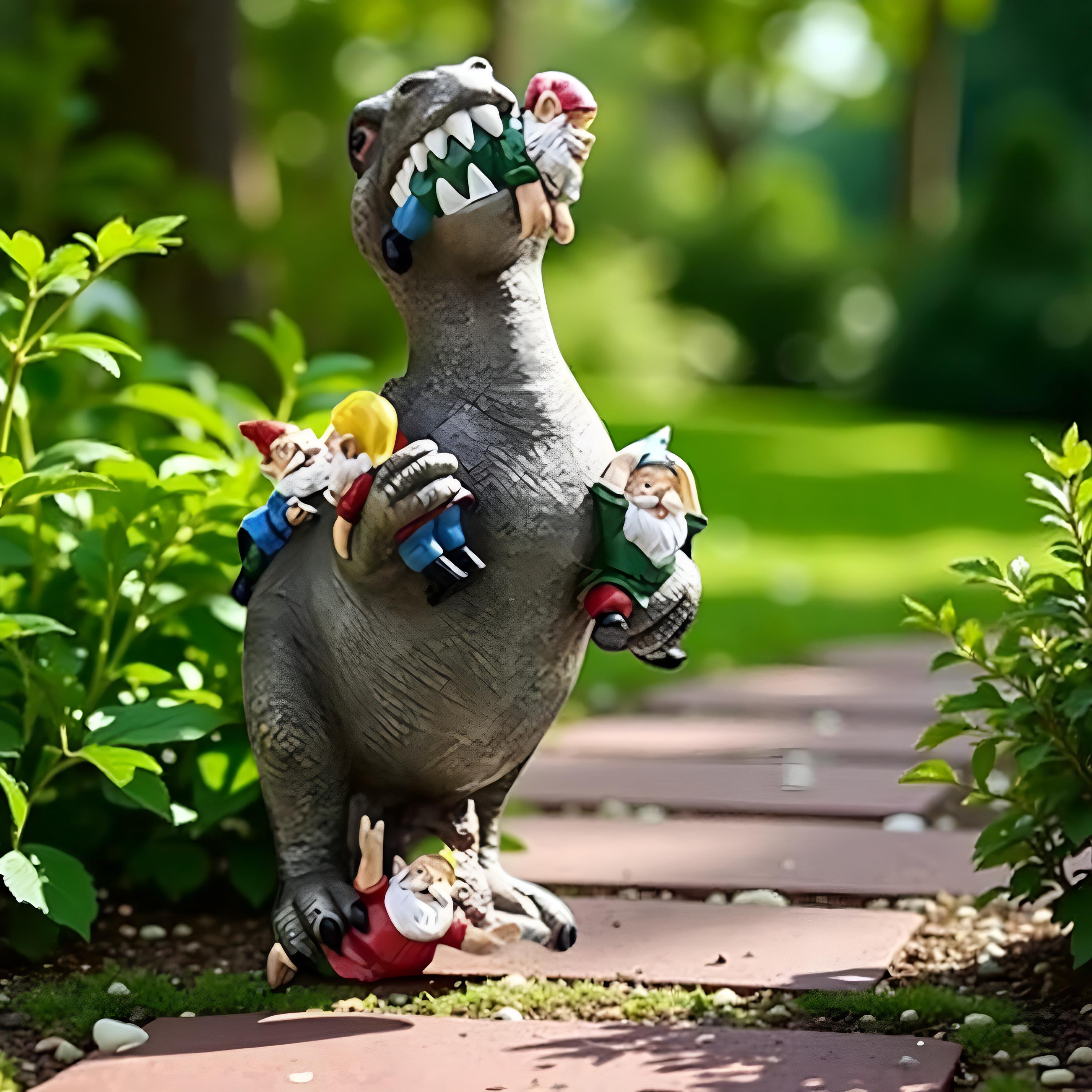 Dinosaur Eating Gnome Statue | Funny Garden Resin Decor - Etsy