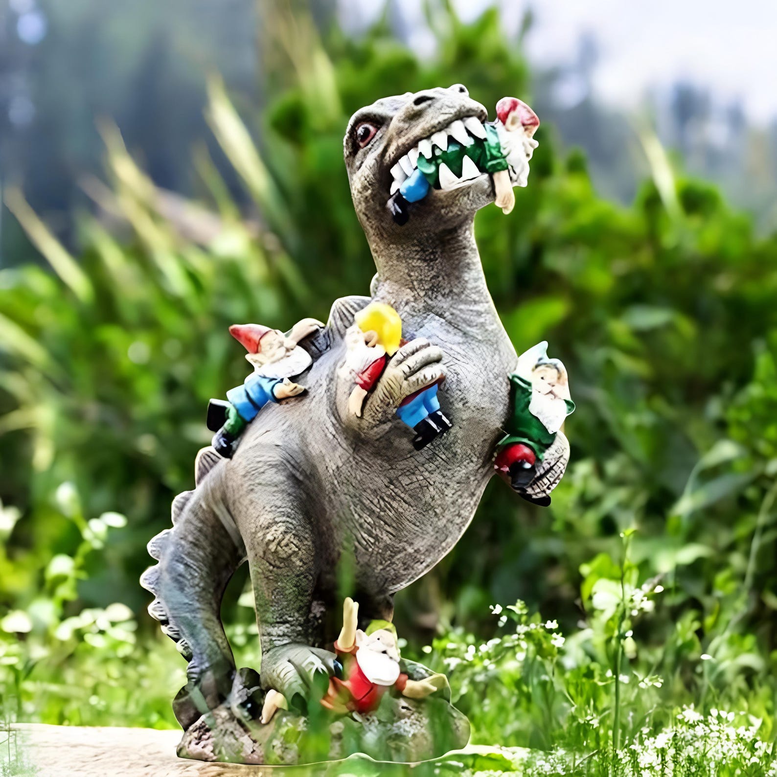 Dinosaur Eating Gnome Statue | Funny Garden Resin Decor - Etsy