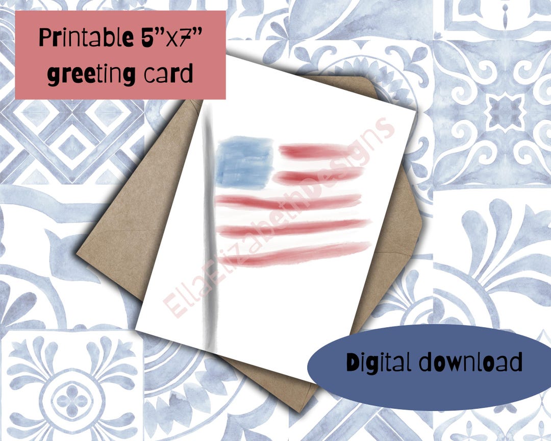 Patriotic American Flag Card - Etsy