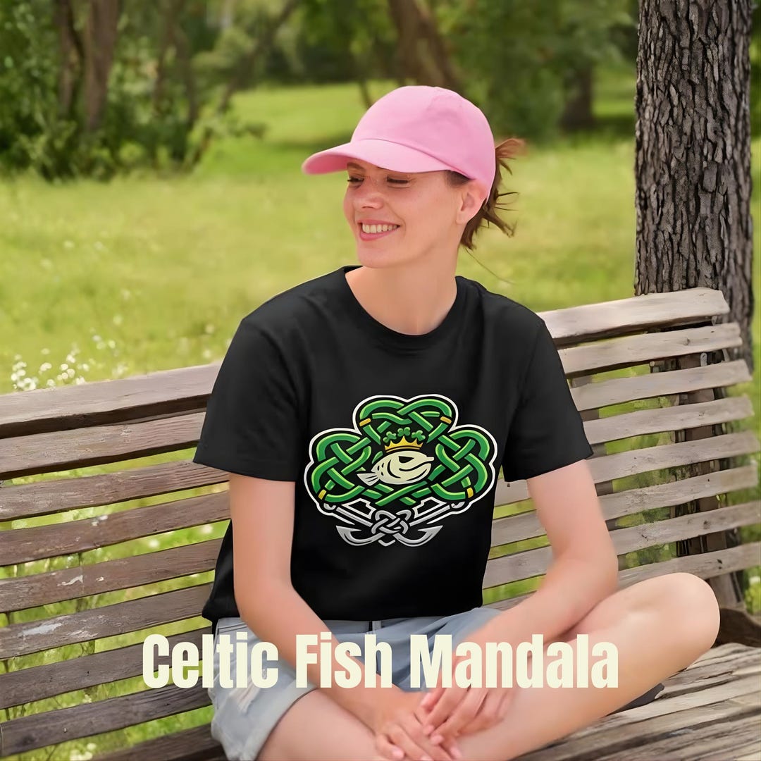 Celtic Anchor Fishing Shirt Shamrock Fish Design St Patricks Day Angler ...