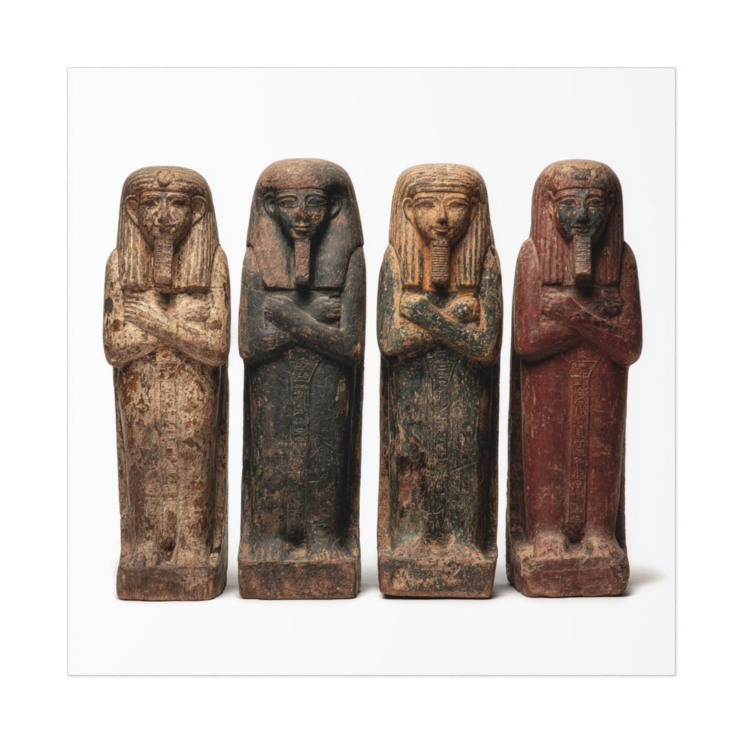 Poster, Ancient Egyptian Wooden Shabtis Statuettes, Wall Art, Home ...