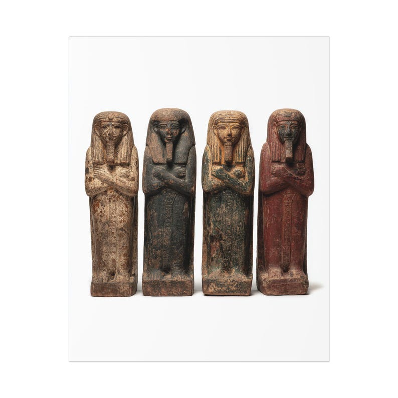 Poster, Ancient Egyptian Wooden Shabtis Statuettes, Wall Art, Home ...