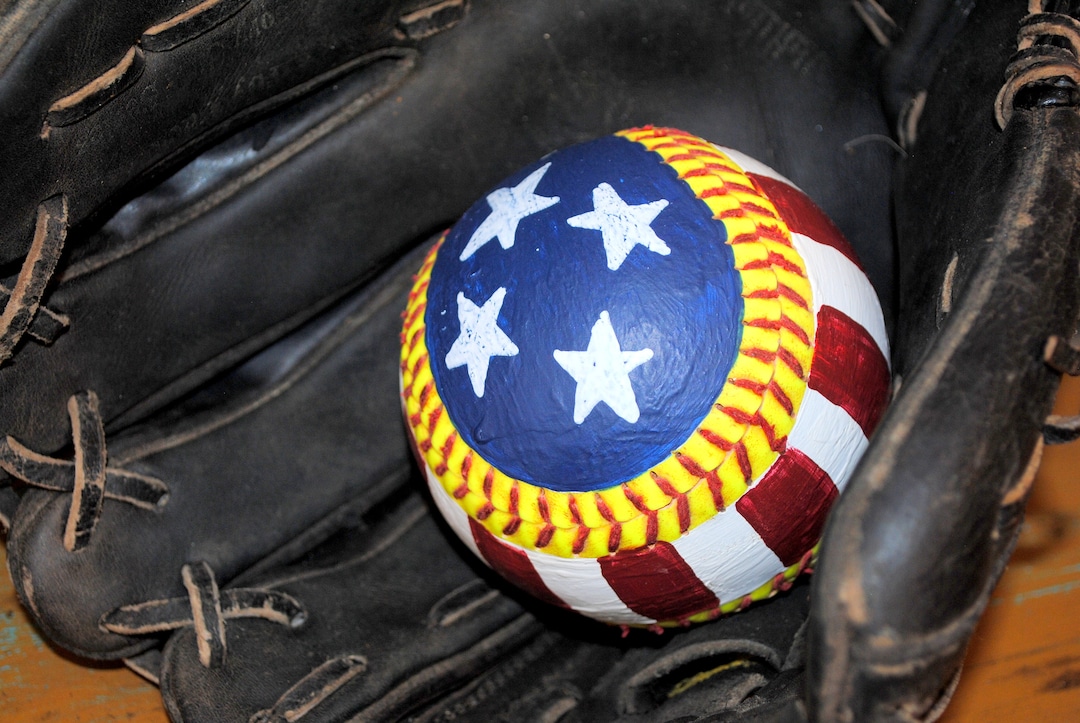 Patriotic Red White and Blue Hand Painted Baseball - Etsy