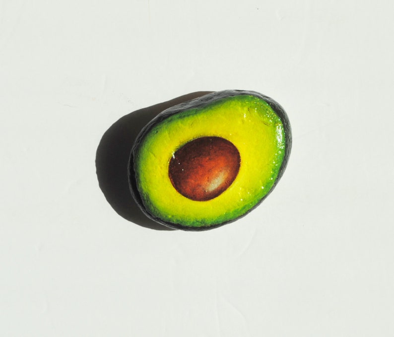 Avocado Rock Art Painted in Oils - Etsy