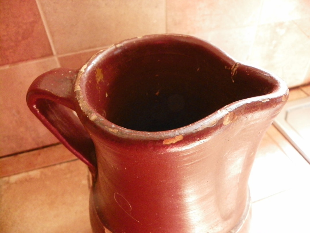 Pottery Pitcher, Batter Pitcher, Brown Pitcher, Antique Pitcher - Etsy
